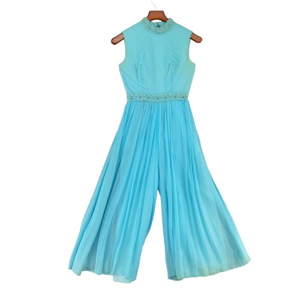 Pants & Jumpsuits | Vintage Womens Jumpsuit Bright Blue Sleeveless ...